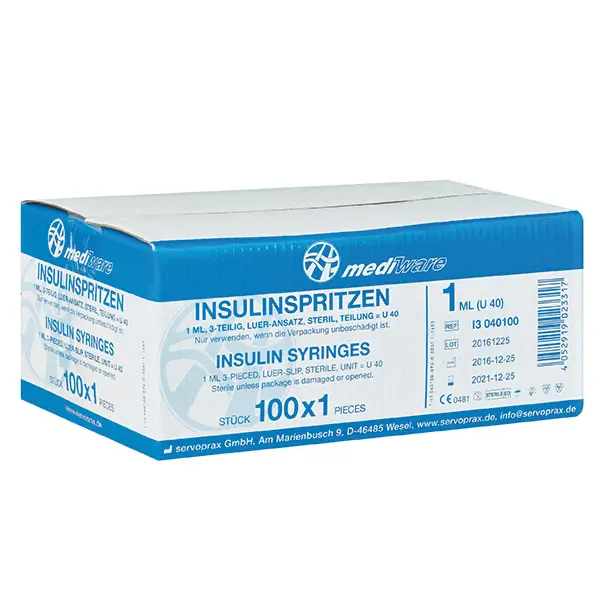 Mediware® Insulinspritzen 1 ml U40 - 3-teilig - 100 Stück | rewa-shop ...